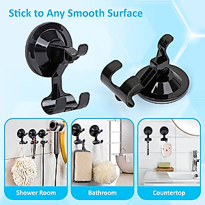 Powerful Black Waterproof Suction Cup Razor Hooks, Removable and Reusable Vacuum Hooks for Shower Wall or Any Flat Surface. (2 Pack)