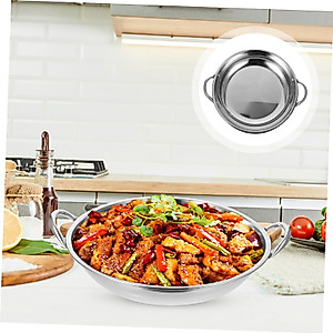 WHAMVOX Stainless Steel Griddle Steamer Pot Double Ears Pan Frying Pan Skillet Steel Pot Pow Wok Pan Everyday Wok Stewpot Skillet Korean Ramen Pot Cooking Pan Individual Asia Small Hot Pot