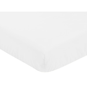 Sweet Jojo Designs Solid Color White Shabby Chic Harper Baby Girl Crib Bedding Set 4 pieces