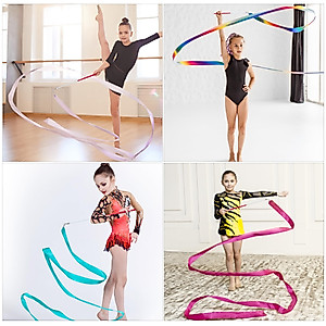 Aneco 24 Pieces Dance Ribbons Streamers Rhythmic Gymnastics Ribbon Wands Artistic Dancing, Baton Twirling, 24 Colors