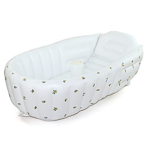 Mink Inflatable Baby Bathtub with Built-in Air Pump, Newborn to Toddler Bath Tub,Portable Travel Shower Basin with Back Support, Deflates and Folds Easily (Olive Bath)