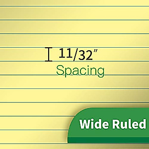 KAISA Legal Pads Writing Pads Recycled Paper, 8.5"x11.75" Wide Ruled Perforated 50 sheets Notepads 8-1/2"x 11-3/4" Writed Pad, Canary (Pack of 12pc) KSU-5668