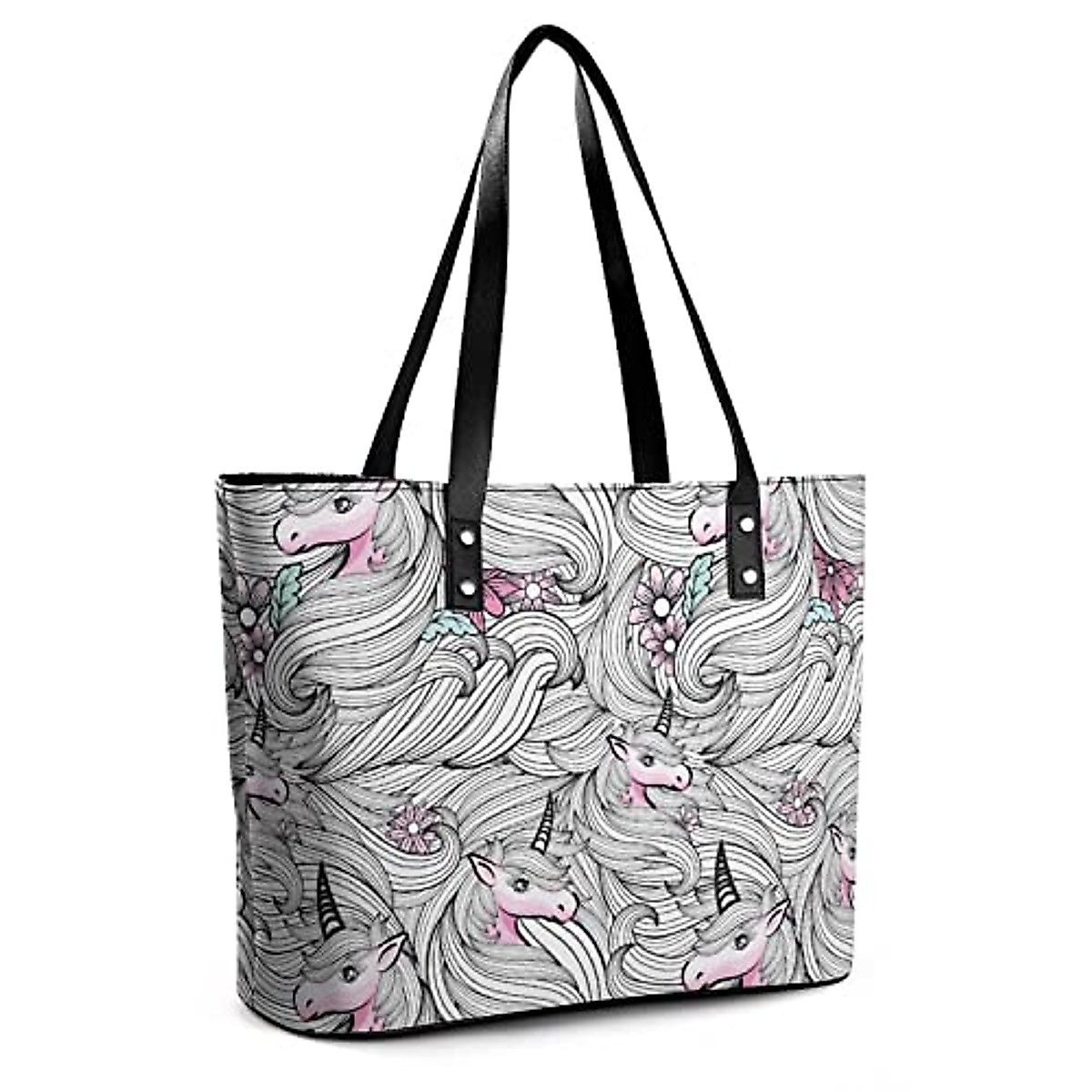 Womens Handbag Unicorn Pattern Leather Tote Bag Top Handle Satchel Bags For Lady
