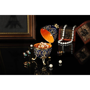 QIFU Easter Egg Style Enamelled Trinket box Hinged Unique Gift for Family