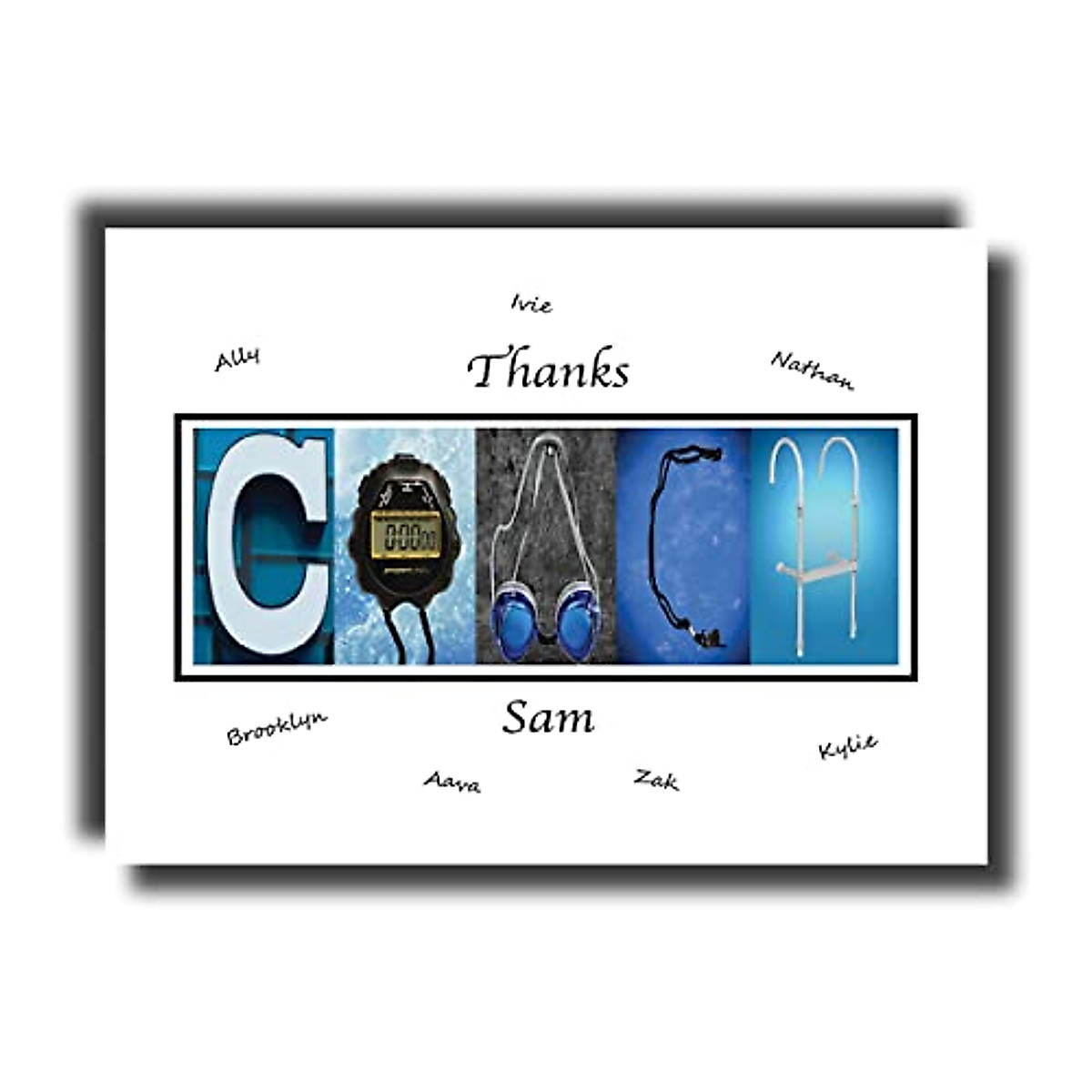 Thank you Swim Coaches Gift, Swim Team Gifts, Players can SIGN the white area of the 8x10 OR 11x14 photo print
