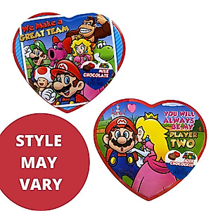 Super Mario Chocolate Heart Filled Tin, Nostalgia Collectible Gifts for Gamers, 3.6 oz