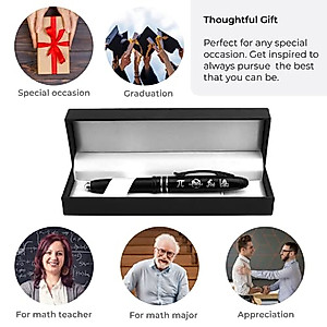 "Symbols of Mathematics" Engraved Gift Pen w/LED Light & Stylus - Pi, Geometry, Function, & Integration Symbols - Gifts for Mathematicians Math Teachers