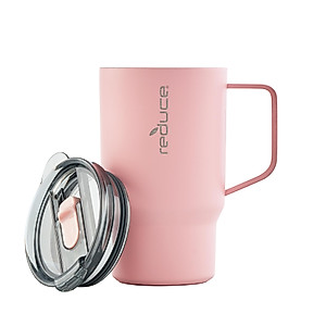 REDUCE Hot1 18 oz Hot1 Stainless Steel Insulated Mug with Temperature Adjusting Lid - Dual-Wall Vacuum, Cupholder Friendly - Keeps Drinks Hot for 6 Hours - Ideal for Coffee, Tea & Other - Pink Salt