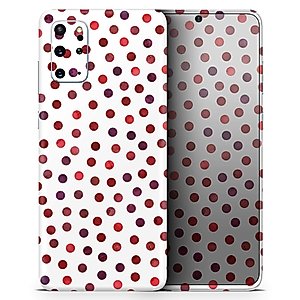 DesignSkinz Red Watercolor Dots Over White Protective Vinyl Decal Wrap Skin Cover Compatible with The Samsung Galaxy S20 (Screen Trim & Back Glass Skin)