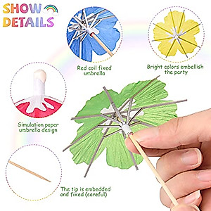Drink Umbrellas Cocktail Picks Parasol Cocktail Umbrellas Sticks with Wood Toothpicks for Summer Hawaiian Cupcake Toppers Umbrella Sticks Tropical Wedding Party Decor(150 Pieces)