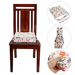 Sumnacon Chair Increasing Cushion - Baby Toddler Kids Infant Portable Dismountable Highchair Booster Cushion Washable Thick Chair Seat Cloth Straps,Animal Forest White