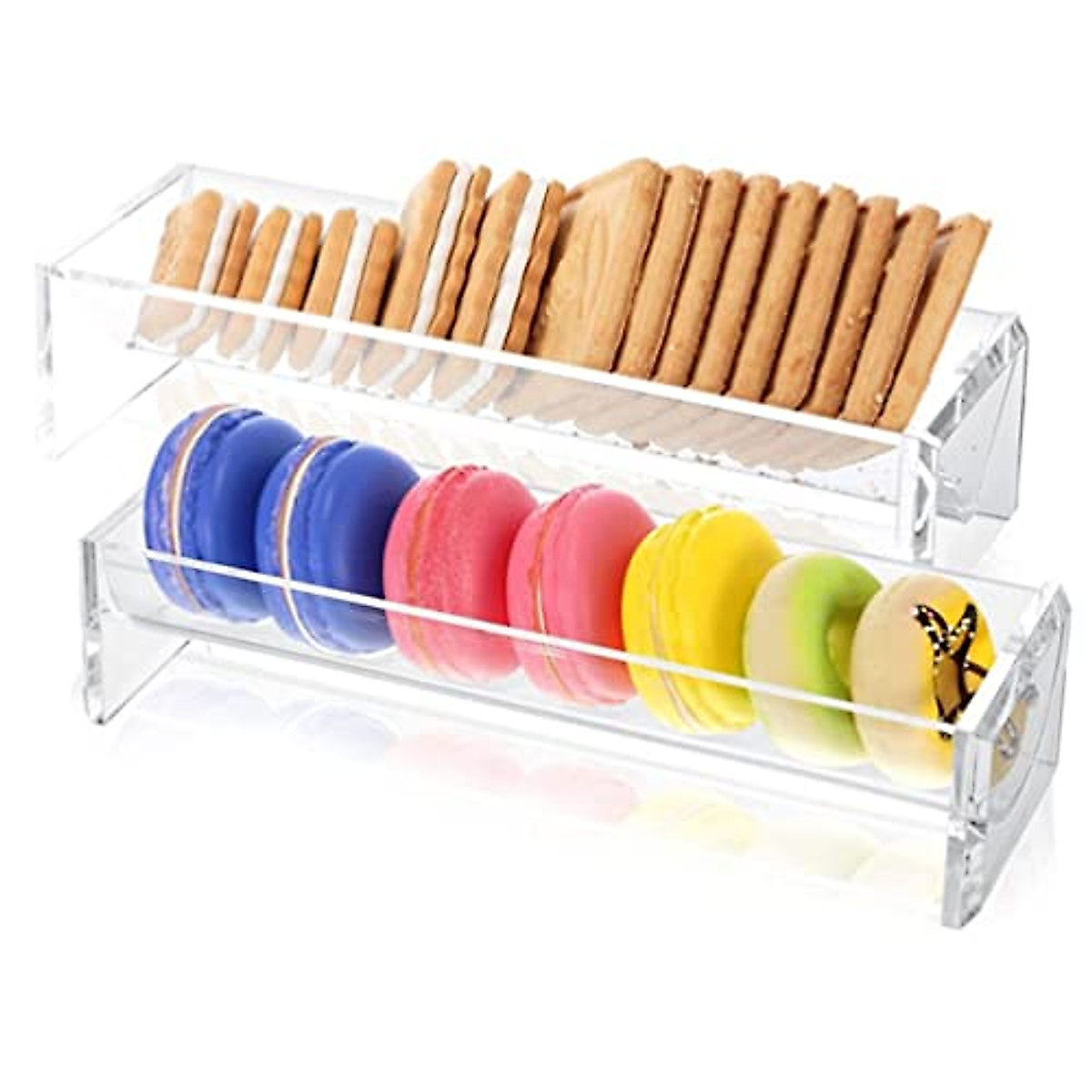 iplusmile Serving Trays Clear Tray for Serving, 2 Pack Biscuit Holder for Serving Trays, Food Display Dish Stand, Acrylic Serving Tray for Party Charcuterie Board Platter (Square) Table Tray