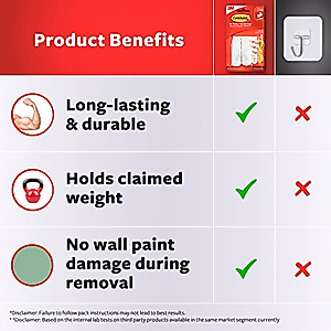 Command Medium Utility Hooks, Damage Free Hanging Wall Hooks with Adhesive Strips, No Tools Wall Hooks for Hanging Christmas Organizers, 2 White Hooks and 4 Command Strips