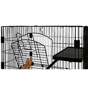 3 Levels Chinchilla Ferret Hamster Pet Crate with Caster Tray and Urine Guard (Black)