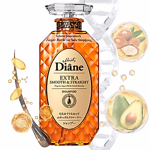 Moist Diane Natural Hair Shampoo with Pump for Damaged, Colored, Dry Hair, Japanese Hydrating & Moisturizing Organic Hair Treatment, Sulfate& Silicon Free, Extra Smooth & Straight, 450ml/15.2 fl.oz