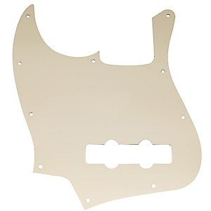 Musiclily 10 Hole Jazz Bass Pickguard J Bass Pick Guards for Fender USA/Mexican Made Standard Jazz Bass Guitar, 4Ply Parchment Pearl