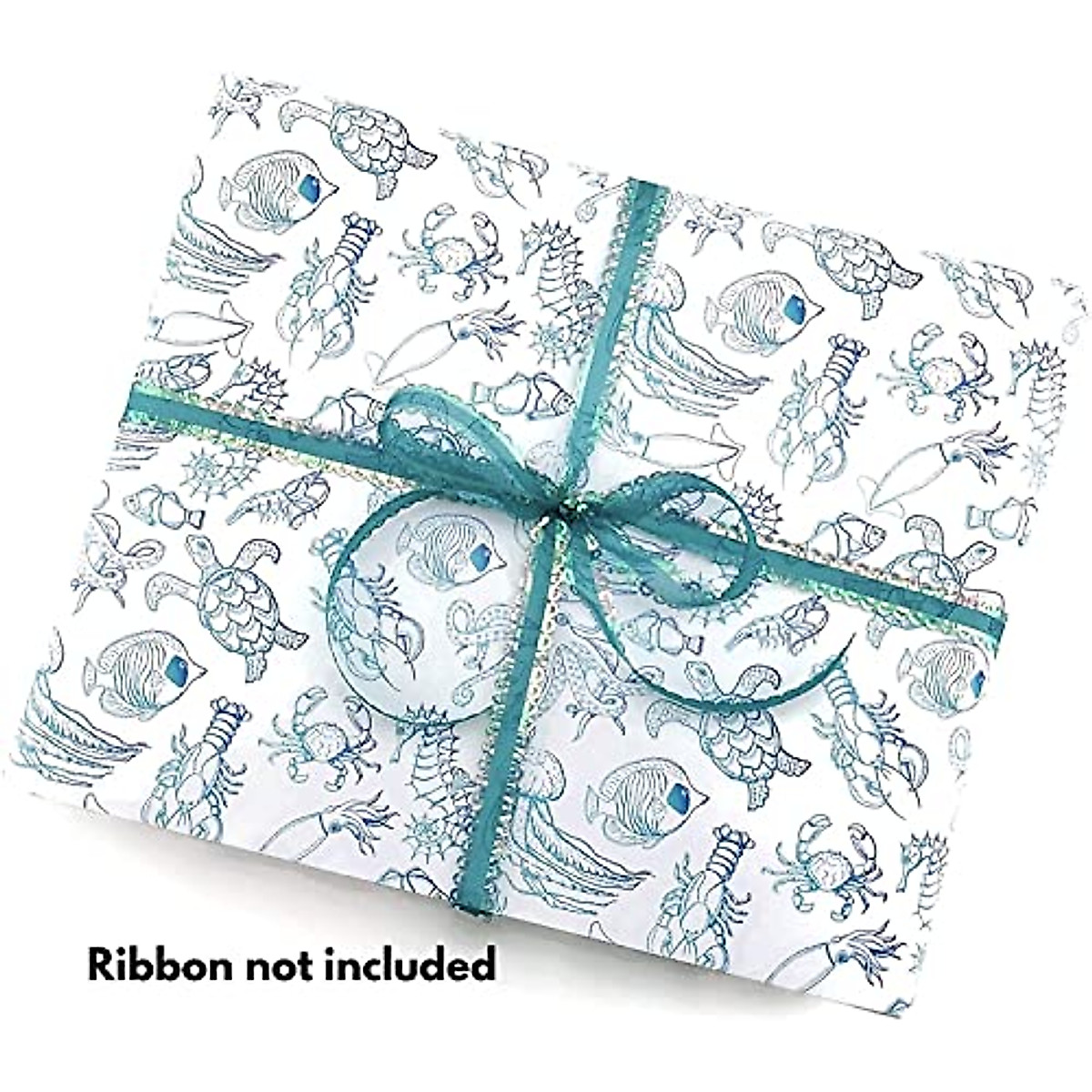 Stesha Party Ocean Coastal Gift Wrap Wrapping Paper - Folded Flat 30 x 20 Inch - 3 Sheets