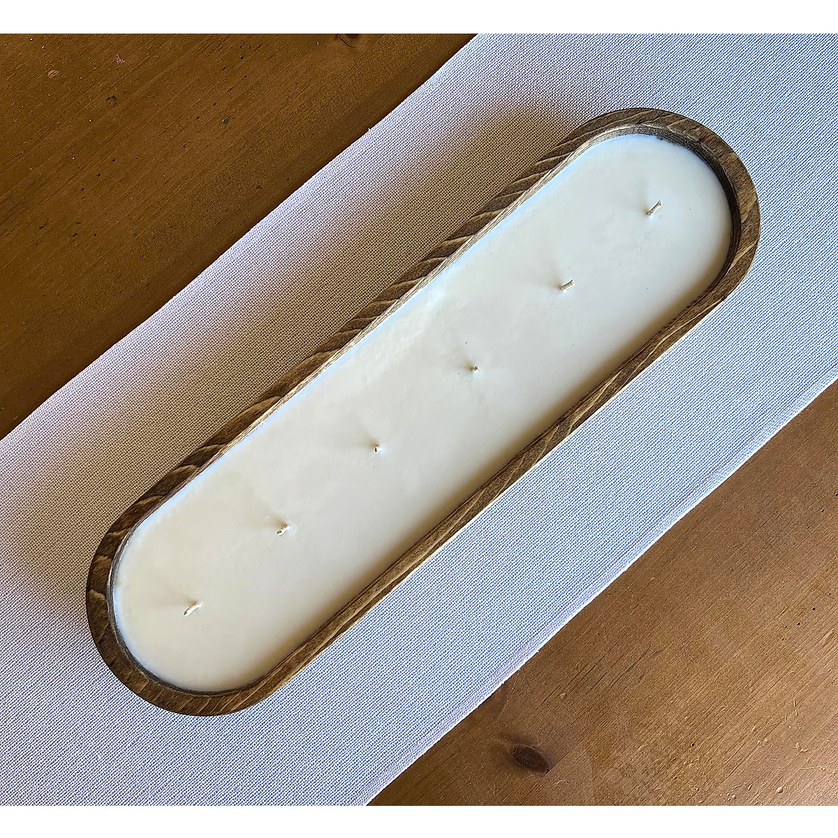 Bonneville Handmade Candles | 6 Wick Pine Wood Bowl | 19" x 5.5" x 2" Hand Poured, Dough Bowl Candle | Up to 50 Hour Long Burn Time | 100% Soy Wax | Scented Rustic Holiday Gift (Sea Salt & Orchid)