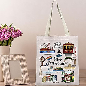 BWWKTOP San Francisco Canvas Tote Bag San Francisco Souvenirs Gifts San Francisco Shoulder Bag San Francisco Grocery Bag (San Francisco)