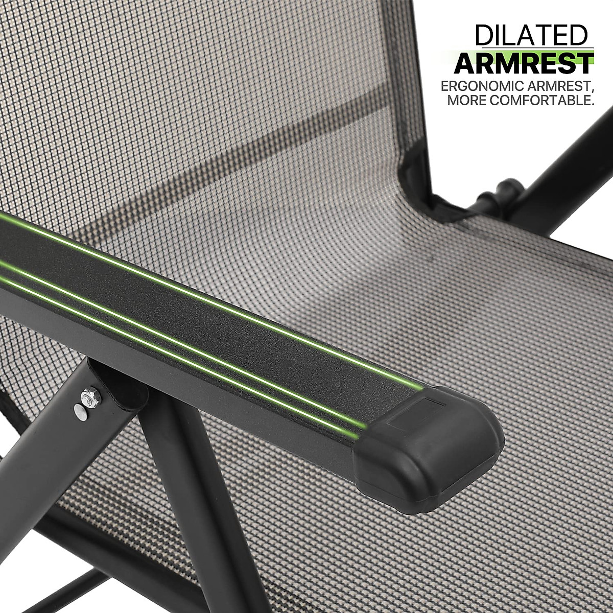 Magshion Outdoor Patio Folding Chairs Set of 2, Portable Dining Chairs with Armrests, Lounge Chairs with Footrests for Camping, Beach, Garden, Lawn, Pool, Backyard, Deck (Grey)