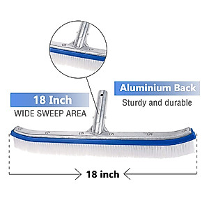 Katikies Pool Brush,Stainless Steel Brush Head,Wire Bristles,for Cleaning and Scrubbing Surfaces Debris Off of All The Areas Within a Pool - Walls, Tiles, Floors, Steps and Corners. (18-inch While)