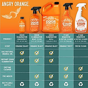 Angry Orange Pet Odor Eliminator for Home - 8oz Dog and Cat Pee Smell Remover for Carpet, Grass, Tile and Furniture - Citrus Concentrate, Makes 128oz of Liquid