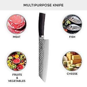 hajegato Japanese Chef Knifes Set Professional Chefs Knife & Paring Kitchen Knifes Set 7cr17 German High Carbon Stainless Steel, 2 Piece Gift Sets… (Kiritsuke 7.5")