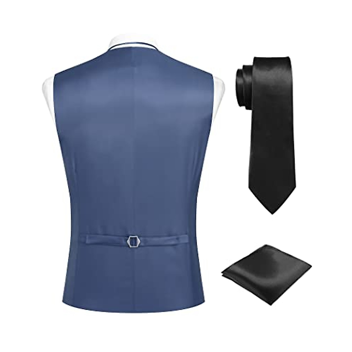 COOFANDY Mens 3 Piece Vest Set Casual Business Waistcoat Suit with Tie Hankie