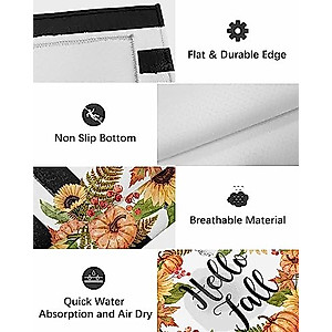 Outdoor Area Rug for Patio,Fall Thanksgiving Sunflower Pumpkin Camping Rugs Indoor Large Floor Mat 4x6ft,Leaf Berry Black White Stripe Outside Carpet for Deck RV Picnic Porch Backyard Bedroom