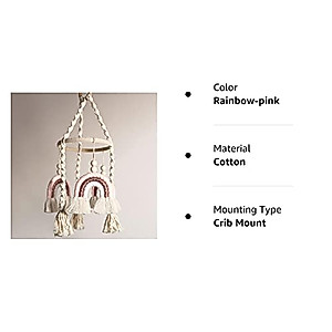 Baby Mobile for Crib - Rainbow Baby Mobile - Crib Mobile for Girls - Boho Crib Mobile - Boho Nursery Decor - Mobile for Bassinet, Pack N Play - Pink