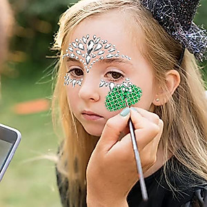 Mermaid Makeup Kit Mermaid Face Paint Scale Stencil and Gems Stickers with12 Bottles Holographic Glitter Mermaid Costume Tattoo Accessories for Women Festival Rave Carnival Party (7pcs Mermaid scale)