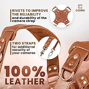 C Coiro Camera Harness for 2 Cameras – Dual Shoulder Leather Camera Strap – Double Camera Harness for DSLR/SLR, Camera Straps for Photographers of All Levels, Padded Straps/Color Tan