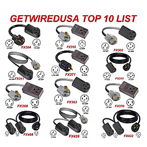 Universal EV Electric Car Charger Adapter 220/250V Cable 6-20P 3-Pin Male Plug To 14-30R 4-Pin Female Receptacle Outlet, Level 1 & 2 Vehicle Charging Converter Connector Cord NEMA EVSE FX804EV