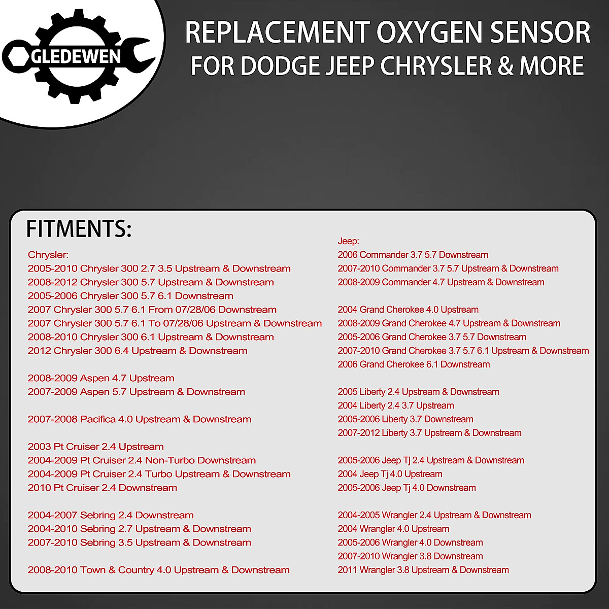 Oxygen Sensor Upstream & Downstream O2 Sensor 2PCS | for Chrysler 300 Town & Country Dodge Dakota Durango Ram Jeep Wrangler Grand Cherokee & More | Replace# 234-4587, 05149171AA, 68144248AA