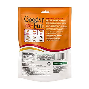 Good ‘n’ Fun Triple Flavor Spirals Variety Pack, 15 Count, Rawhide Chews for Dogs, 3 Savory Flavors