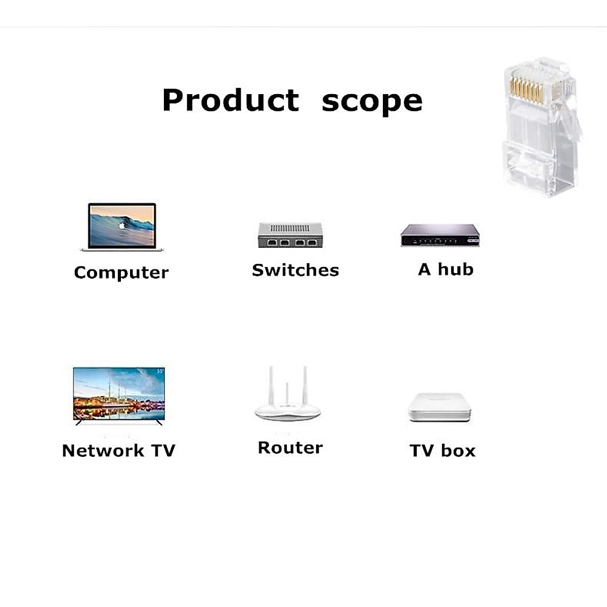 W-NECTOUN Cat5e RJ45 Connectors,100-PACK Cat5 Ends/Cat 5 Connector/Cat 5e RJ45 Modular Plugs(3-Prong Gold Plated 15μ),UTP Network Plug for Solid Strand Cable