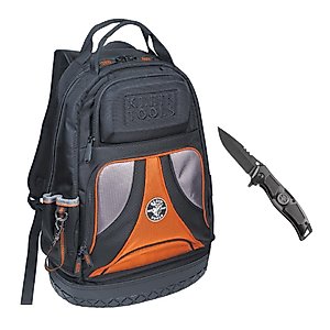 Klein Tools 80115 Backpack Kit with Tradesman Pro 39-Pocket Backpack and Electricians Pocket Knife, 2-Piece