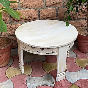 Wooden Carved Chakki Table, Handicraft Round Coffee Table/Cake Cutting Table/Side Table/Nightstand Table/Lamp Table/Bedside Table