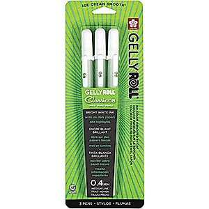 SAKURA - 37488 Gelly Roll Classic 08 (Medium Pt.) 3 Pack Pen, White