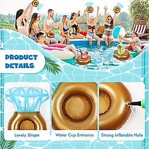 12Pack Ring Inflatable Drink Holder, Drink Floaties Floats Cup for Swimming Pool Drink Holder for Pool Bachelorette Party Float Decorations Accessories for Adults