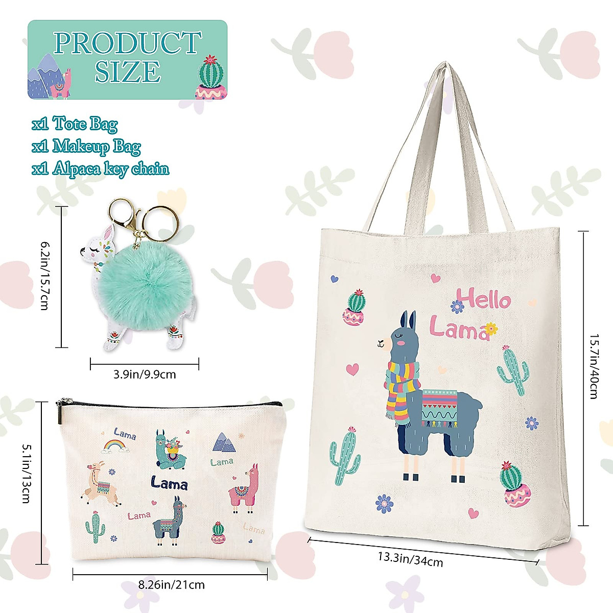 MANOPAWS Llama Canvas Tote Bags Cute Aesthetic Car Trash Bag,Alpaca Car Back Seat Organizer|Car Trash Can for Vehicle, Travelling, Camping/Cute Funny Birthday Gift for Alpaca Lovers