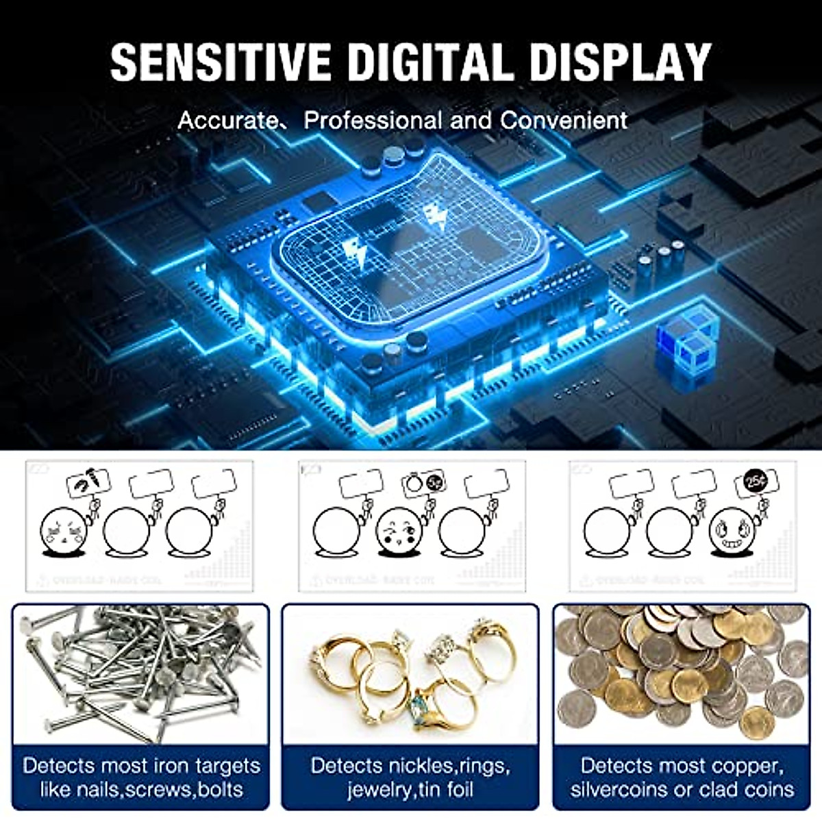 Metal Detector for Kids - 8 Inch Waterproof Kid Metal Detectors Gold Detector Lightweight Search Coil Adjustable Metal Detector for Junior & Youth with High Accuracy