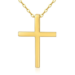 14kt Solid Gold Cross Necklace for Women, Real Gold Classic Cross Pendants Religious Jewelry Gift for Girl, Mom, Wife, 16"-18"