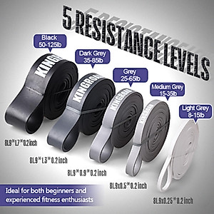 Resistance Band Pull Up Assistance Bands,Set of 5 Resistance Heavy Duty Exercise Stretch Fitness Bands for Stretching Power Lifting Workout Training with Instruction Guide (Black Set of 5)