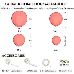 Coral Balloons Arch Kit 108 Pcs 18 12 10 5 inch Matte Coral Balloons with Balloon Strip for Coral Birthday Baby Shower Wedding Bridal Shower Decorations Peach Boho Party Supplies