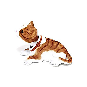 Batty Bargains Giddy Bobblehead Tabby Cat with Auto Dashboard Adhesive (Brown)