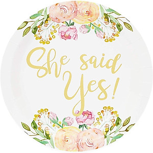 Sparkle and Bash Bridal Party Pack, Includes Paper Plates, Napkins, Cups, Cutlery, Banner, and Plastic Tablecloth (Serves 24, 146 Pieces)