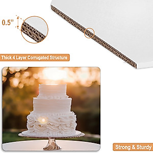 Sleek Cake Board Drum 8, 10 & 12 Inch (3 Sizes, 14 Pack Total) | Free Prop Up Tool & Matching Ribbon | 1/2" Thick Cake Board Rounds | Sturdy & Greaseproof Cake Circle For Presenting Heavy/Tiered Cakes