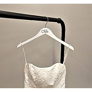 NAHANCO MRSMRS20117 Same Sex, Gay Pride Hanger Set, White Wood Hangers with Black Imprint (Mrs. and Mrs.), 17” (2-Piece Set)