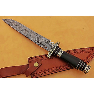 Custom Handmade Damascus Steel Hunting Knife / Bowie Knife SS-17366 ( horn ) (black)
